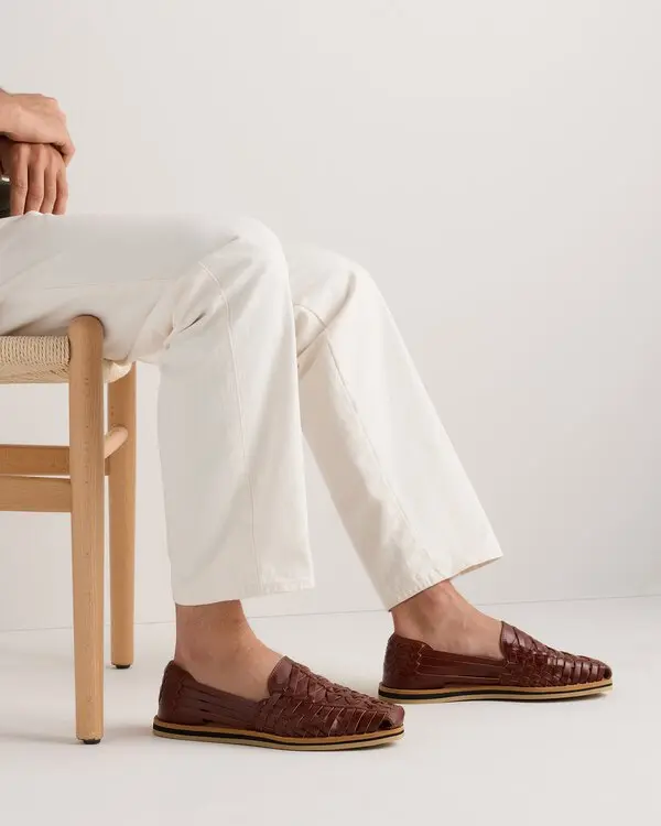 Quince Handcrafted Leather Huarache Sandal - Brandy
