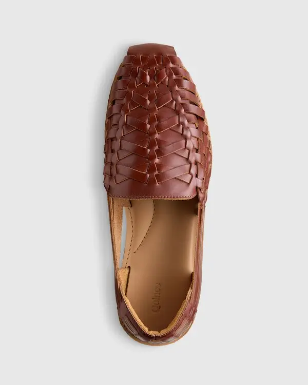 Quince Handcrafted Leather Huarache Sandal - Brandy