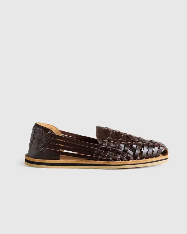 Quince Handcrafted Leather Huarache Sandal - Espresso Brown