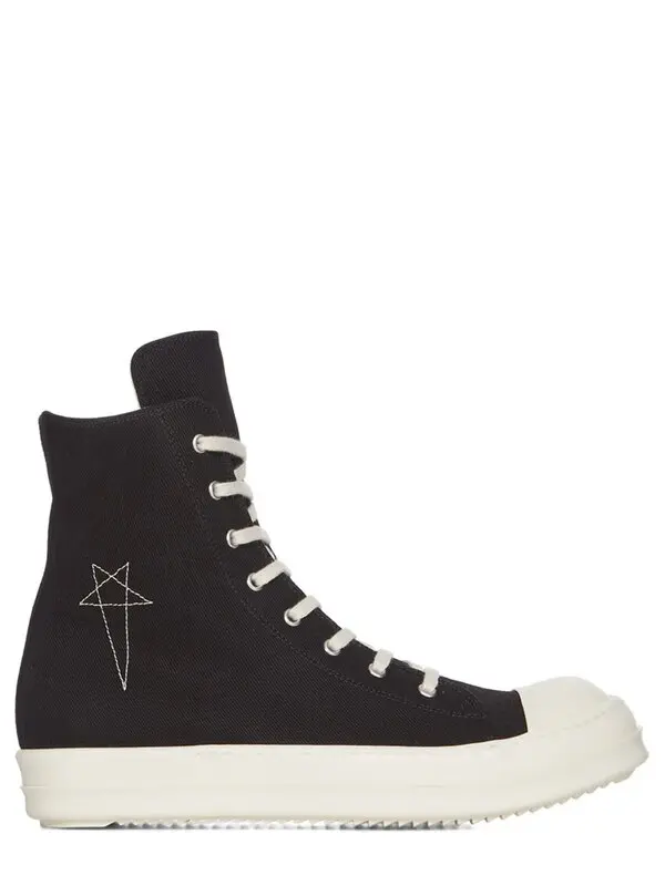 Rick Owens High Top Canvas Sneakers - Nero