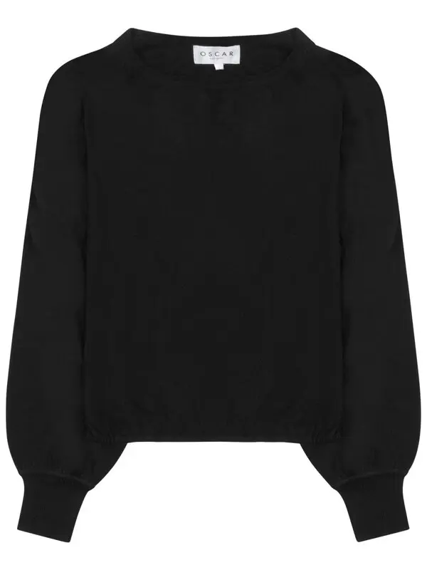 OSCAR THE COLLECTION Satin-blend Knit Top - Black