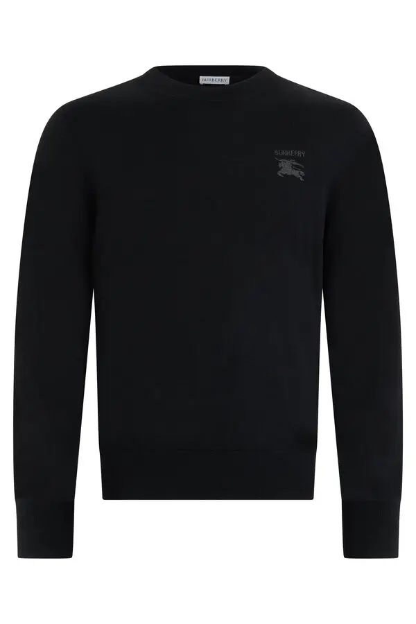 Burberry Wool Crewneck Sweater With Discreet Logo - Black