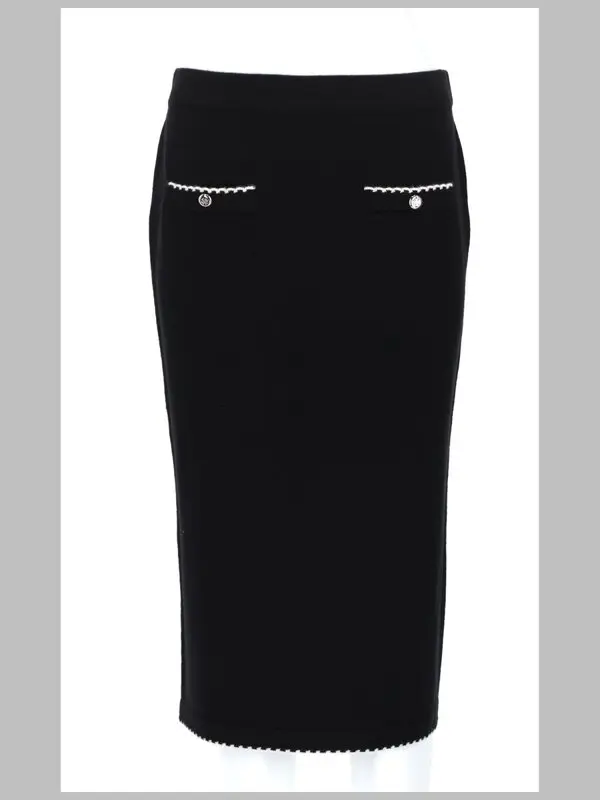 Tory Burch Embellished Knit Midi Skirt - Black
