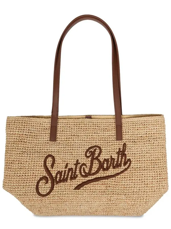 MC2 SAINT BARTH Raffia Handbag With Polyurethane Accent - Beige