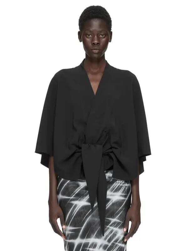 Rick Owens Black Kimono Sleeve Lace-up Top