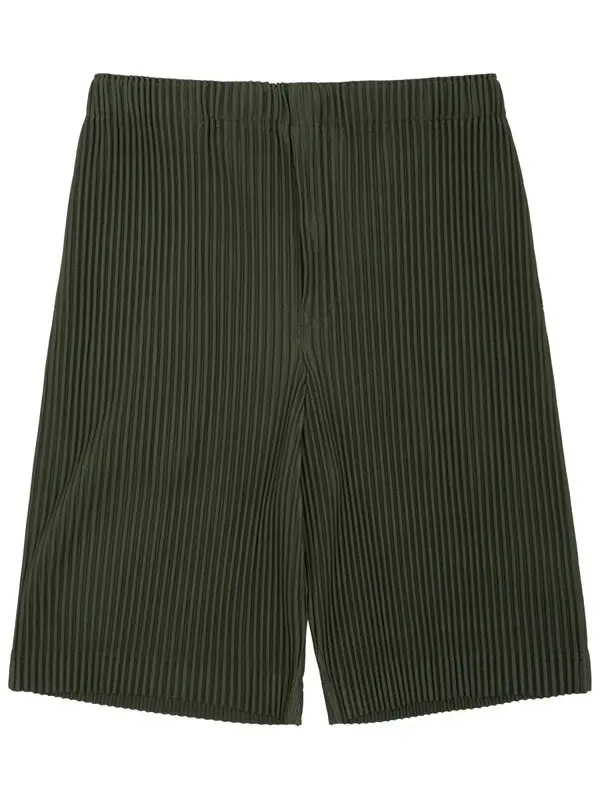 Issey Miyake Pleated Polyester Tailored Shorts - Green
