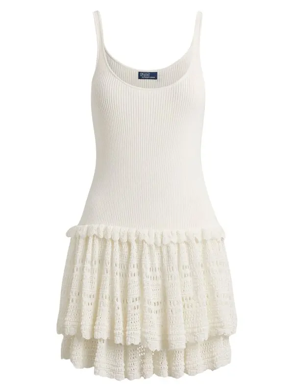Ralph Lauren Textured Knit Top With Crochet Skirt - White