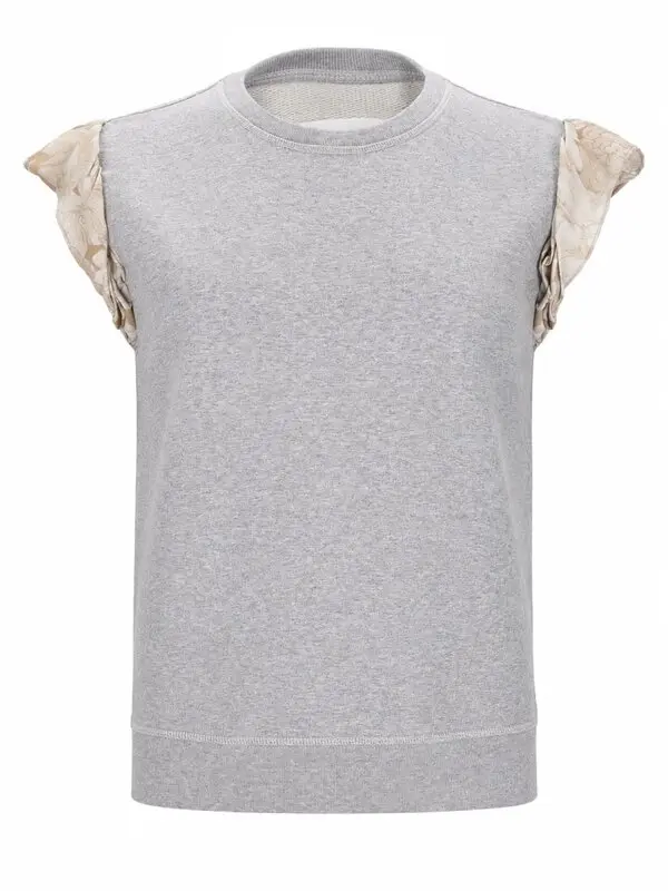 MAISON MARGIELA Cotton Top With Silk Cap Sleeves