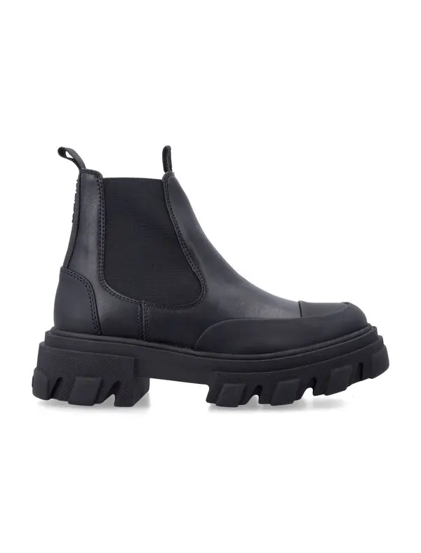 GANNI Cleated Chelsea Boots With Chunky Rubber Sole - Nero