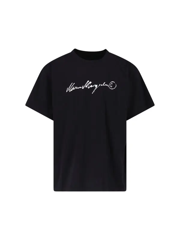 MAISON MARGIELA 100% Cotton Crewneck T-shirt - Black