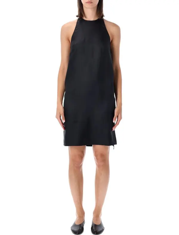 Loulou De Saison Silk Halterneck Knee-length Dress - Nero
