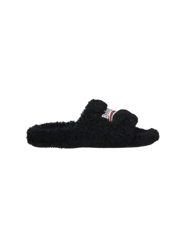 Balenciaga Polyester Strap Sandals - Black