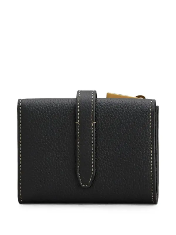 TOD'S Tri-fold Leather Wallet With Strap And Mini T Timeless Accessory - Black