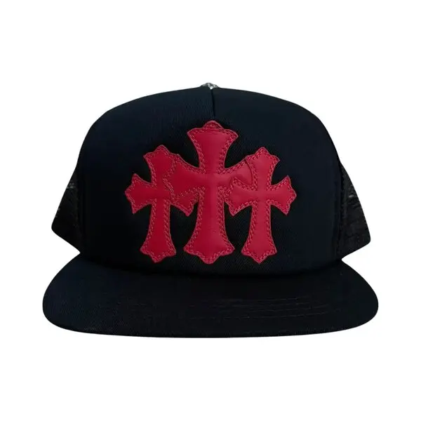 Chrome Hearts Triple Cross Cemetery Trucker Hat - Black