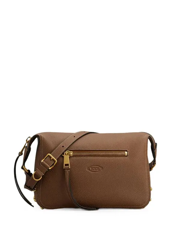 TOD'S Metal Dots Leather Mini Shoulder Bag - Brown