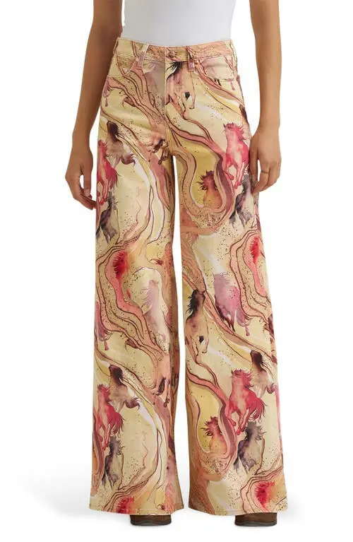Wrangler Western High Waist Wide Leg Jeans - Marbled Horse