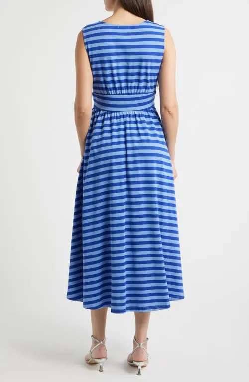 FRNCH Striped Cotton Midi Dress