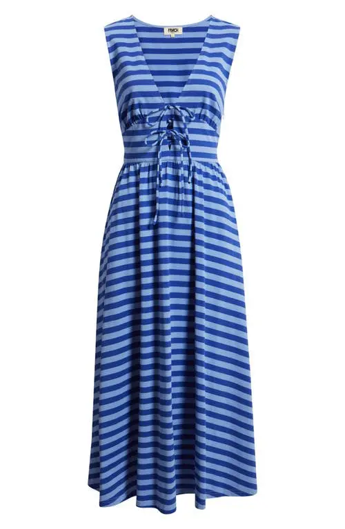 FRNCH Striped Cotton Midi Dress