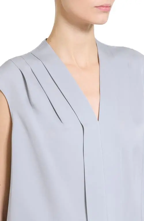 Theory Pleated V-neck Silk Shell
