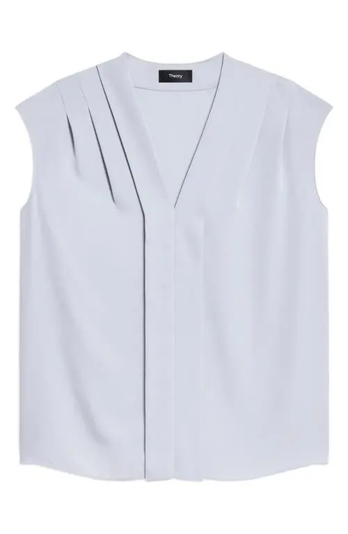Theory Pleated V-neck Silk Shell