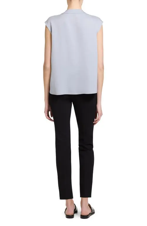 Theory Pleated V-neck Silk Shell