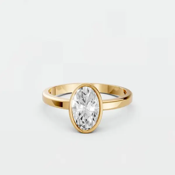 AYA FINE JEWELRY 14k Gold Oval Lab Grown Diamond Bezel Solitaire Ring - Yellow