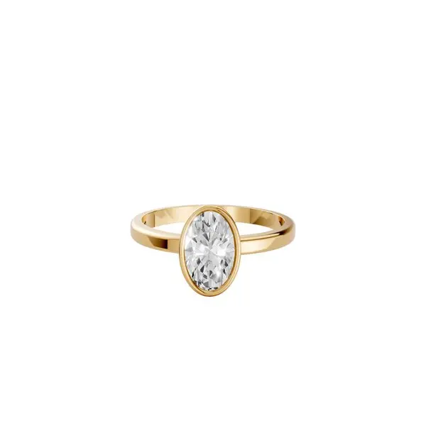 AYA FINE JEWELRY 14k Gold Oval Lab Grown Diamond Bezel Solitaire Ring - Yellow