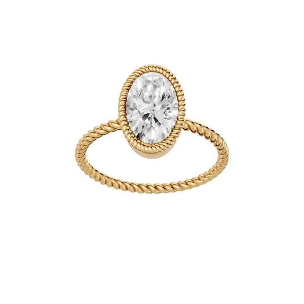 AYA FINE JEWELRY 1.77 Ct Oval Lab Diamond Twisted Rope Bezel Solitaire Ring In 14k Gold - Yellow