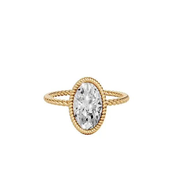 AYA FINE JEWELRY Delphine Oval Lab Grown Diamond Twisted Rope Bezel Ring 1.77 Ctw, Igi Certified – 14k Gold - Yellow