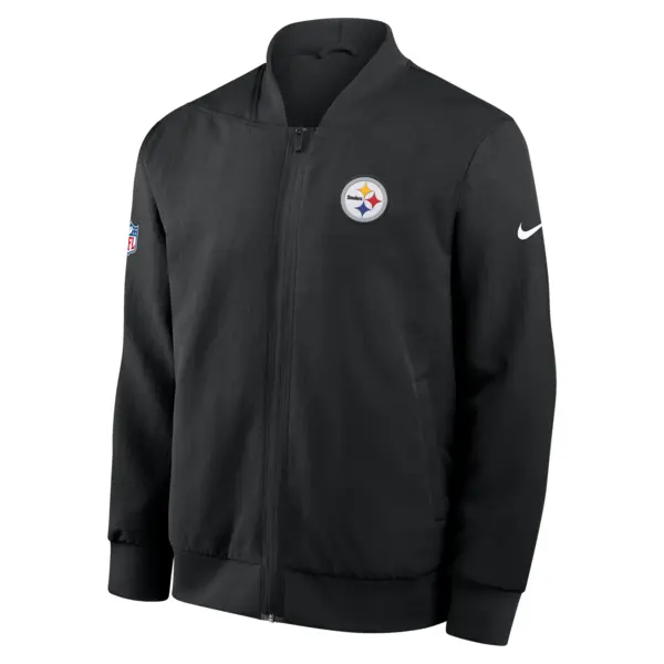 Nike Pittsburgh Steelers Sideline Nfl Full-zip Bomber Jacket - Black