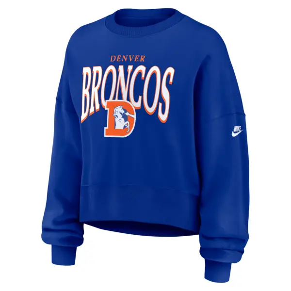 Nike Denver Broncos Rewind Phoenix Nfl Oversized Pullover Crew - Blue