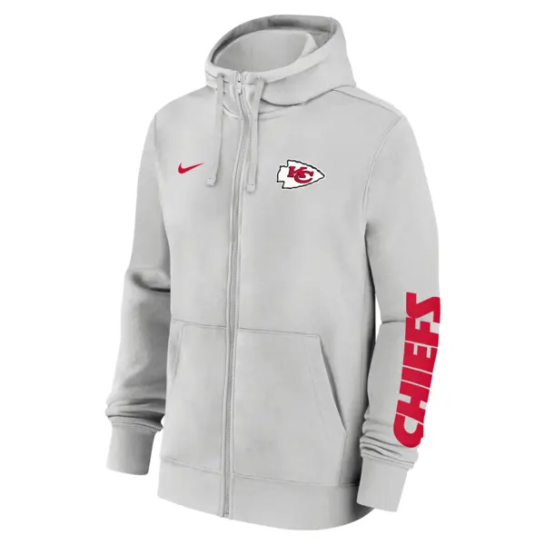 Nike Kansas City Chiefs Club Nfl Full-zip Hoodie - Grey