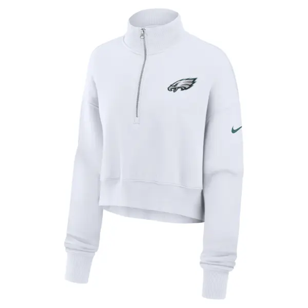 Nike Philadelphia Eagles Primetime Phoenix Nfl Oversized Cropped 1/4-zip Crew - White