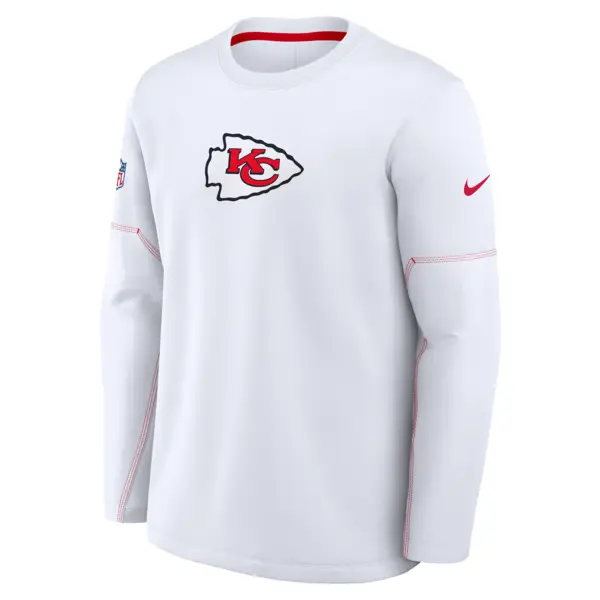 Nike Kansas City Chiefs Sideline Coaches Therma-fit Nfl Long-sleeve T-shirt - White