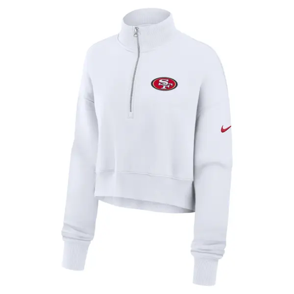 Nike San Francisco 49ers Primetime Phoenix Nfl Oversized Cropped 1/4-zip Crew - White