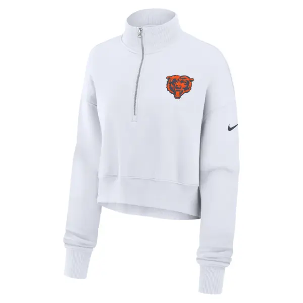 Nike Chicago Bears Primetime Phoenix Nfl Oversized Cropped 1/4-zip Crew - White