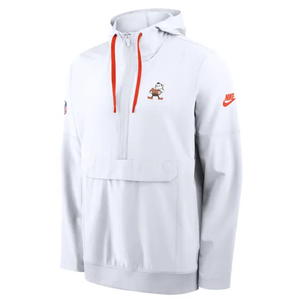 Nike Cleveland Browns Alt Anorak Nfl 1/2-zip Hooded Jacket - White