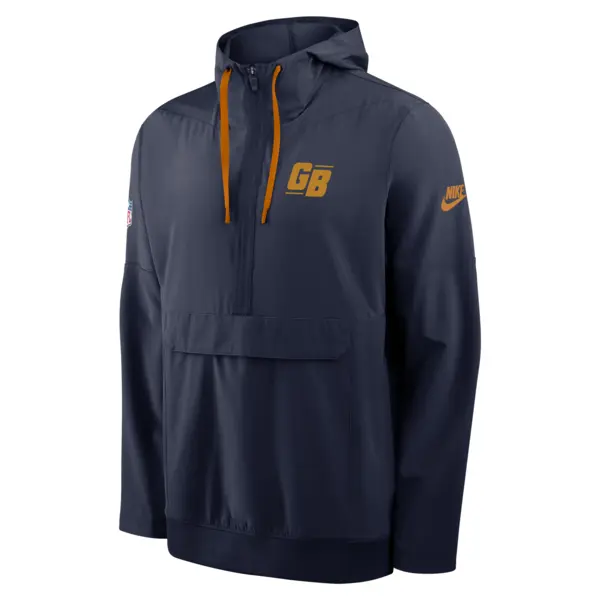 Nike Green Bay Packers Alt Anorak Nfl 1/2-zip Hooded Jacket - Blue