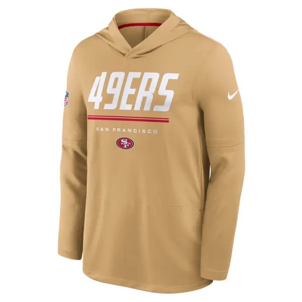 Nike San Francisco 49ers Sideline Dri-fit Nfl Long-sleeve Hooded Top - Brown