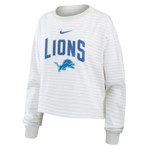 Nike Detroit Lions Primetime Cropped Long-sleeve T-shirt - White