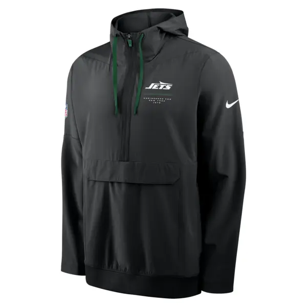 Nike New York Jets Sideline Anorak Nfl 1/2-zip Hooded Jacket - Black
