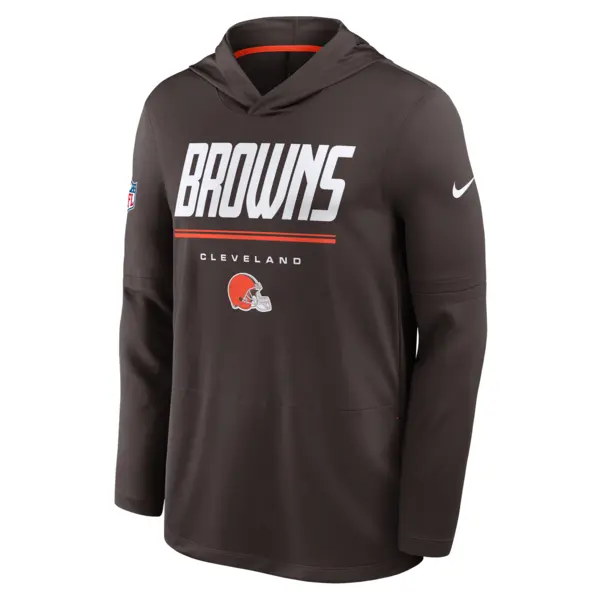 Nike Cleveland Browns Sideline Dri-fit Nfl Long-sleeve Hooded Top - Brown