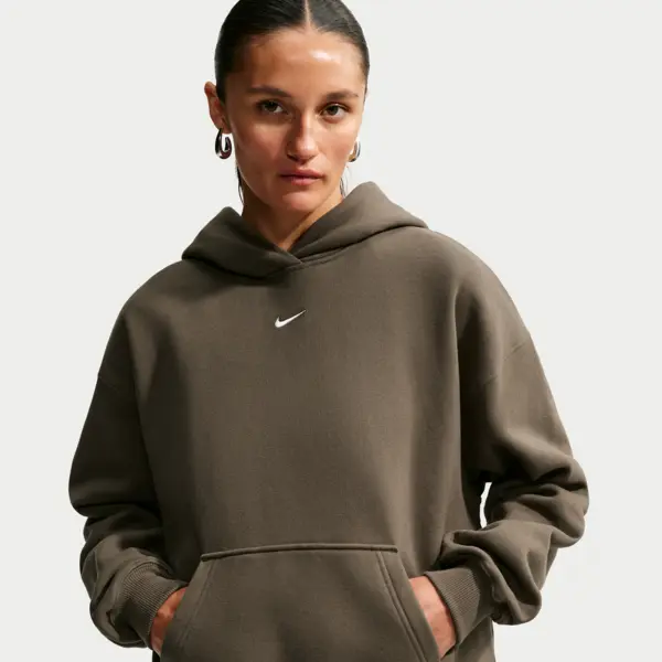 Nike Studio Fleece Medium Weight Oversized Pullover Hoodie - Brown