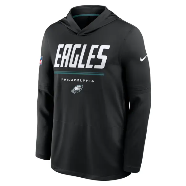 Nike Philadelphia Eagles Sideline Dri-fit Nfl Long-sleeve Hooded Top - Black