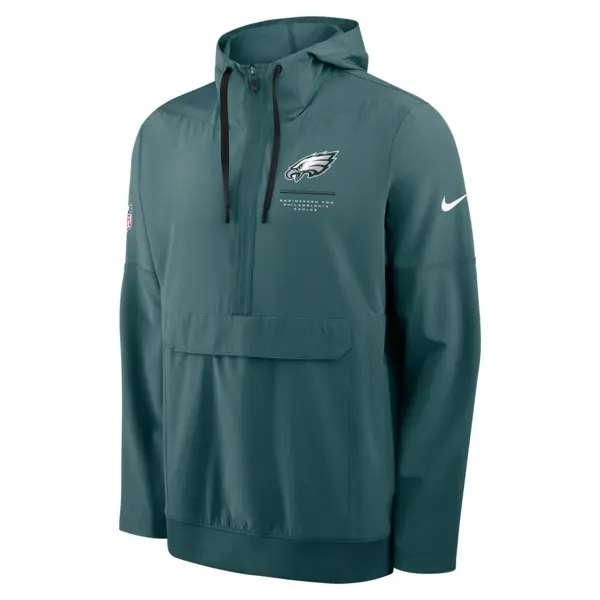 Nike Philadelphia Eagles Sideline Anorak Nfl 1/2-zip Hooded Jacket - Green