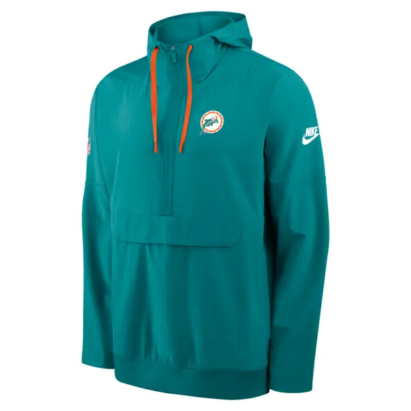 Nike Miami Dolphins Alt Anorak Nfl 1/2-zip Hooded Jacket - Blue