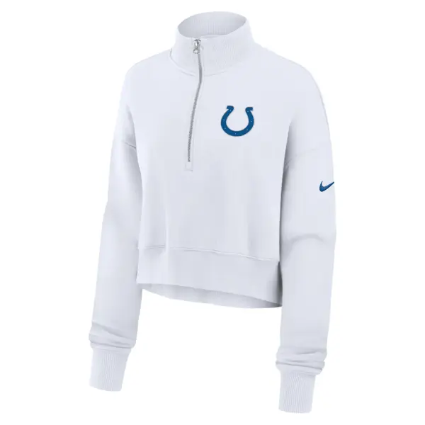 Nike Indianapolis Colts Primetime Phoenix Nfl Oversized Cropped 1/4-zip Crew - White