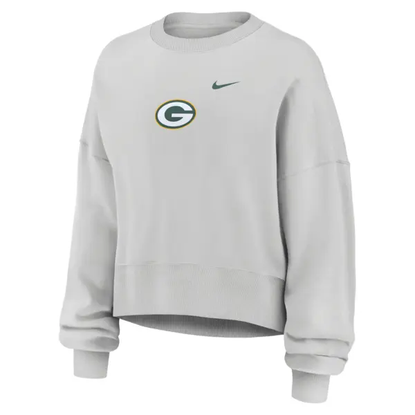 Nike Green Bay Packers Primetime Phoenix Nfl Oversized Pullover Crew - Grey