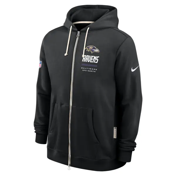 Nike Baltimore Ravens Sideline Standard Issue Dri-fit Nfl Full-zip Hoodie - Black