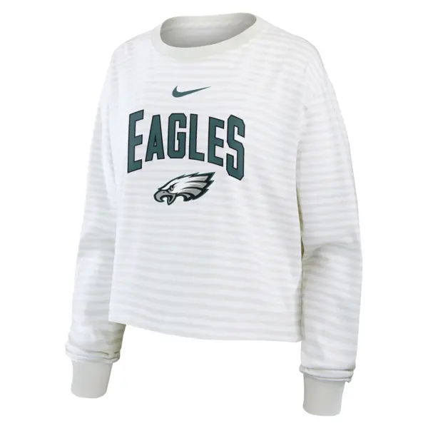 Nike Philadelphia Eagles Primetime Cropped Long-sleeve T-shirt - White